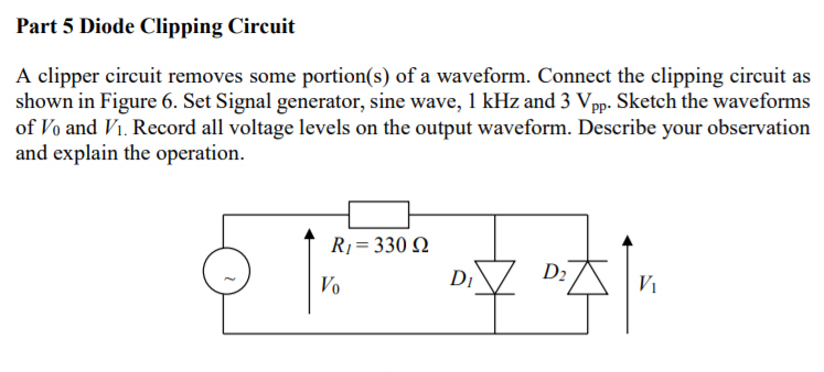 Solved Part 5 Diode Clipping Circuit A clipper circuit | Chegg.com