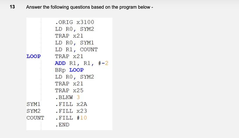 13 Answer the following questions based on the | Chegg.com