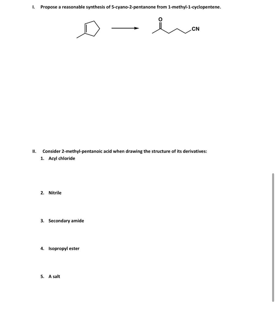 Solved I. Propose a reasonable synthesis of | Chegg.com