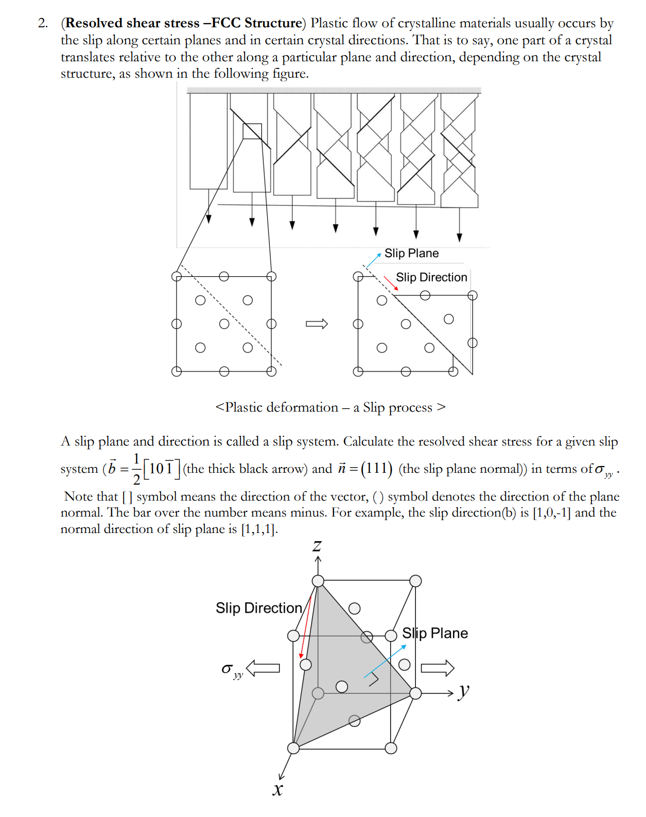Solved 2. (Resolved shear stress -FCC Structure) Plastic | Chegg.com
