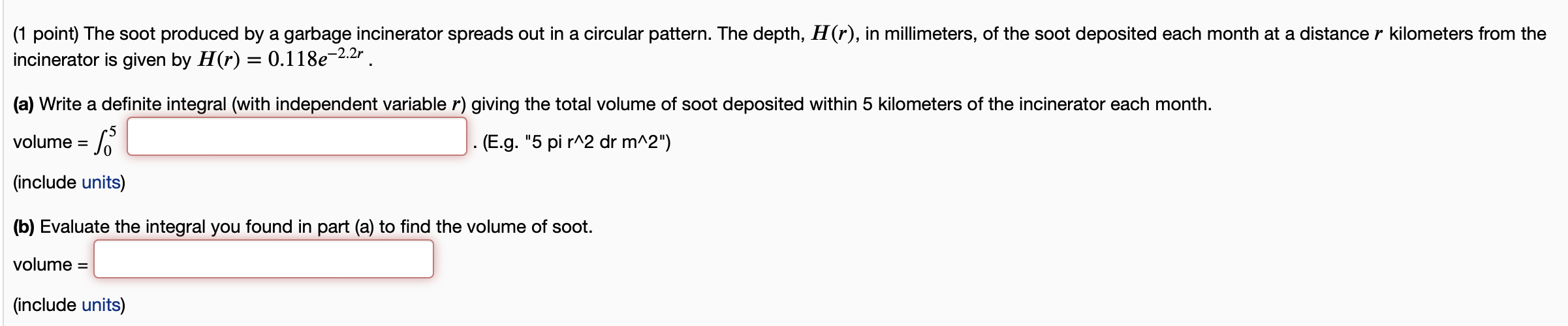 Solved (1 ﻿point) ﻿The soot produced by a garbage | Chegg.com
