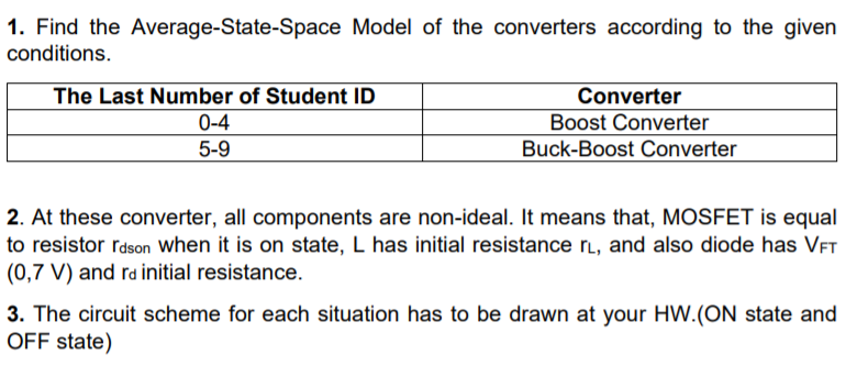 Solved 1 Find The Average State Space Model Of The