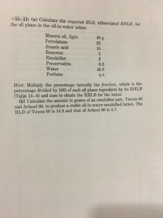 8-lb (a) Calculate the required HLB, abbreviated | Chegg.com