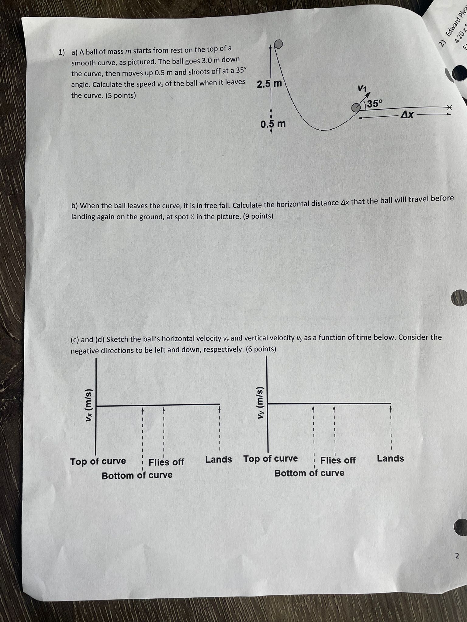 Solved a) ﻿A ball of mass m ﻿starts from rest on the top of | Chegg.com