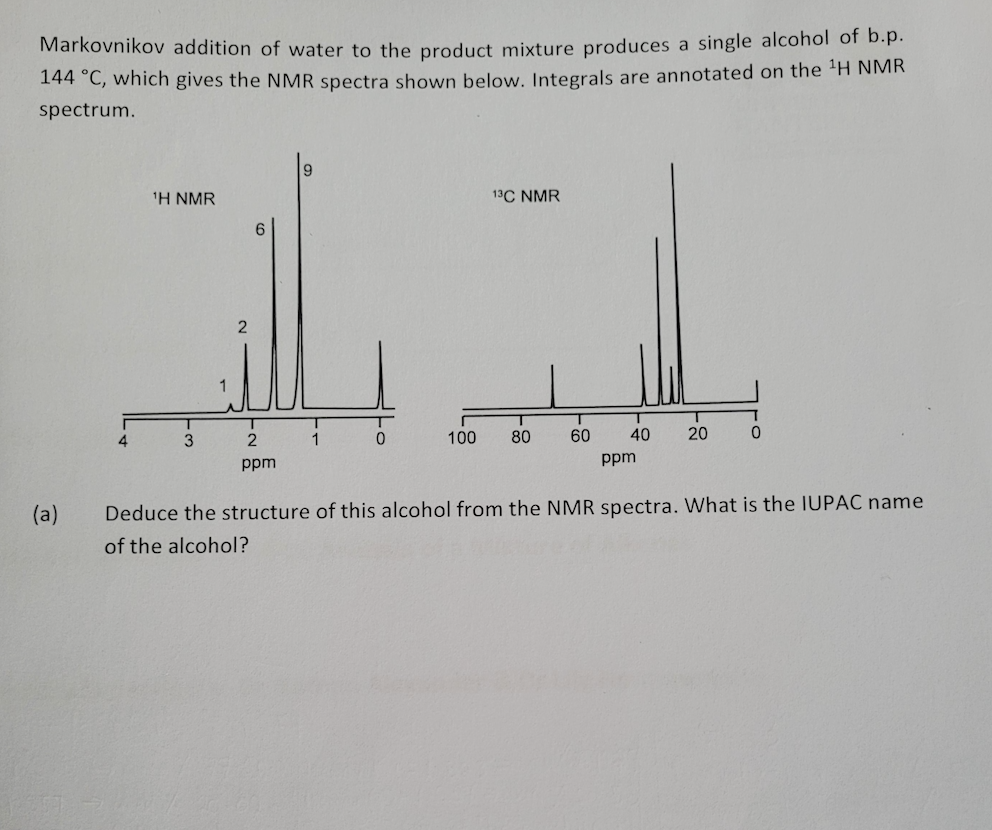 Solved Markovnikov addition of water to the product mixture | Chegg.com