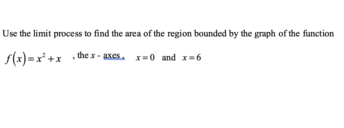 Solved Use the limit process to find the area of the region | Chegg.com
