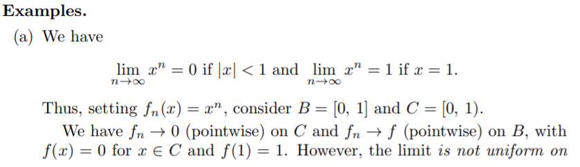 Solved noo 3. Using Theorem 1, discuss lim fn on B and C (as | Chegg.com