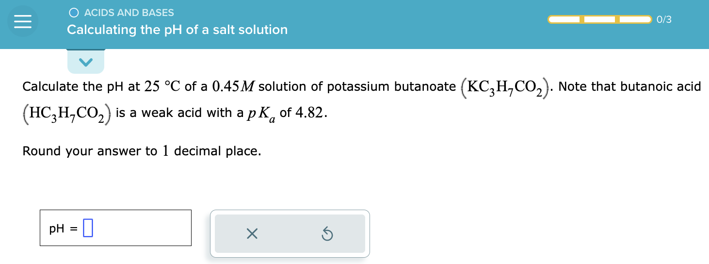 Solved Calculate the pH at 25∘C of a 0.45M solution of | Chegg.com
