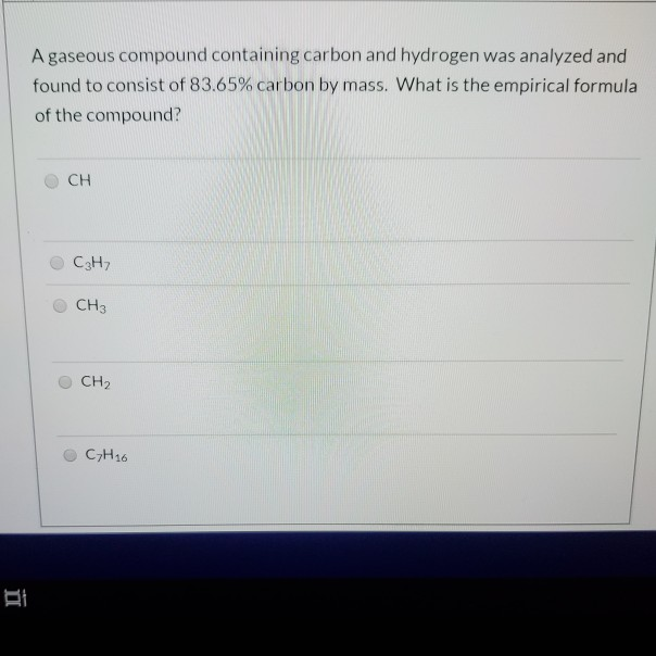 Solved A gaseous compound containing carbon and hydrogen was | Chegg.com