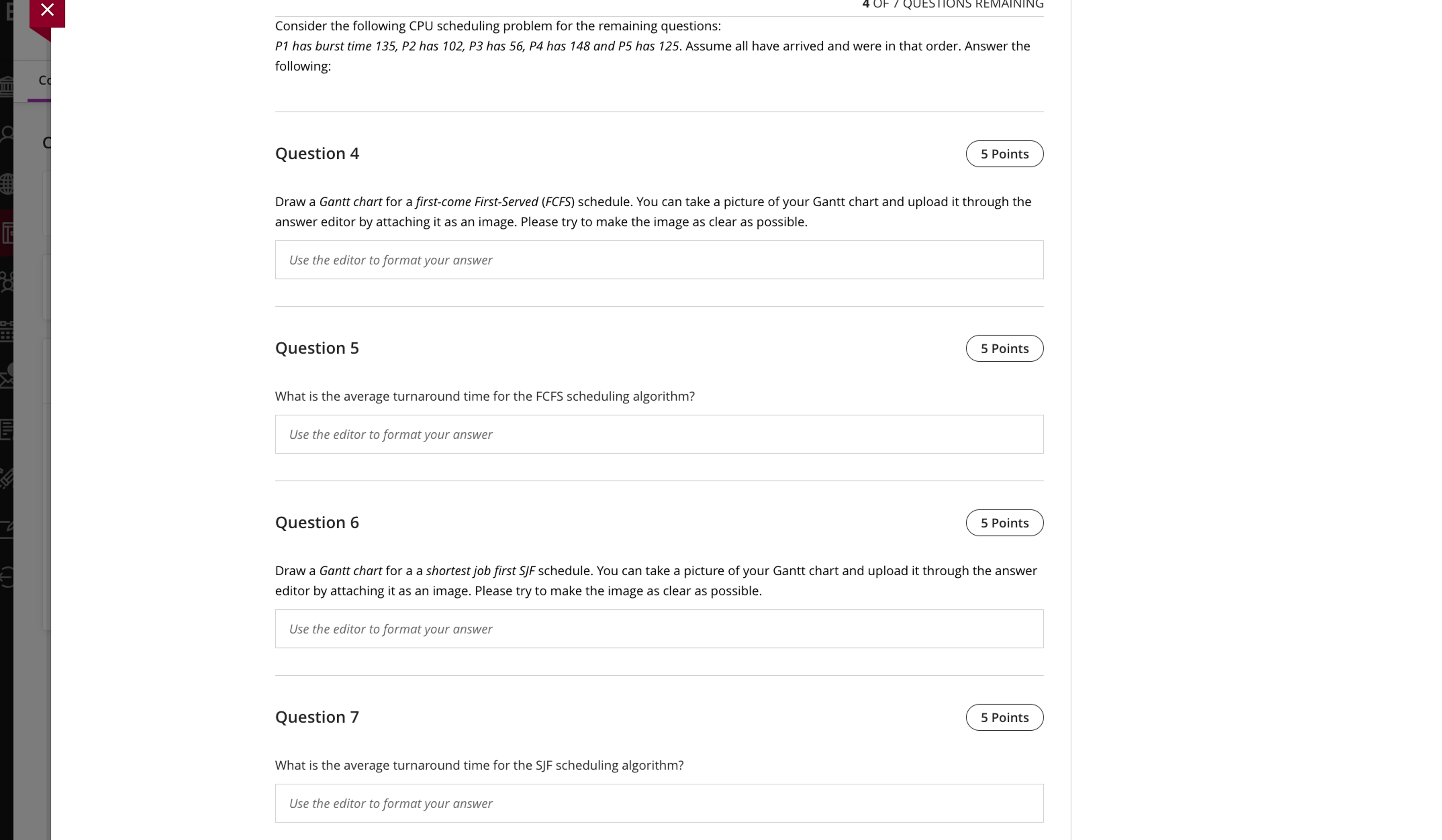 Solved Consider the following CPU scheduling problem for the | Chegg.com