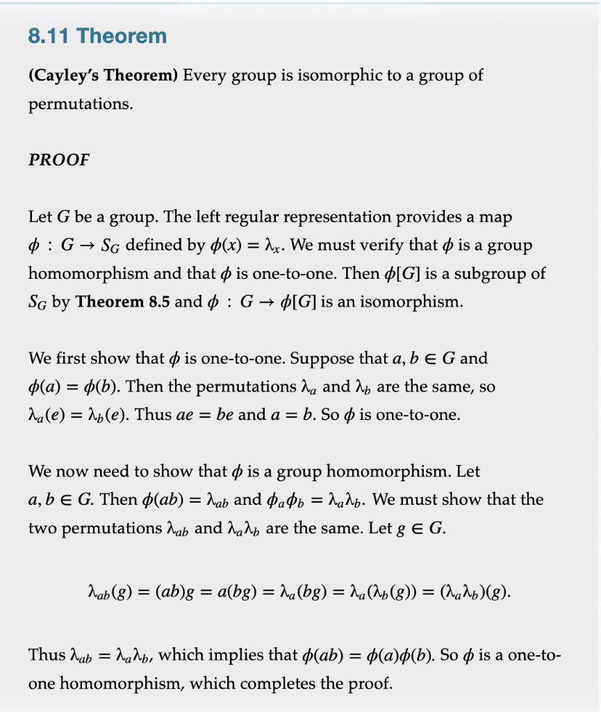 6. With the notation of the proof of Cayley's theorem | Chegg.com