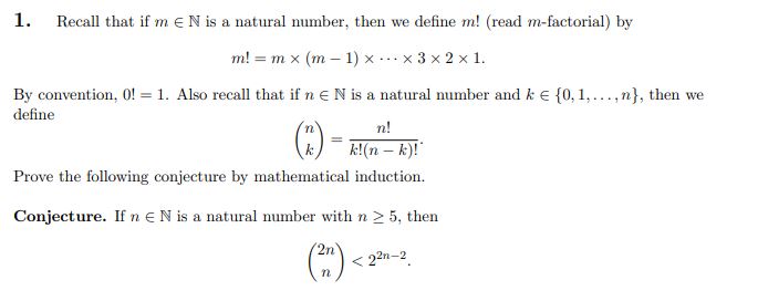 Solved 1. Recall that if m∈N is a natural number, then we | Chegg.com