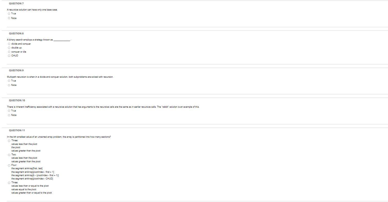 Solved A recursive solution can have only one base case. | Chegg.com