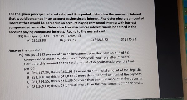 Solved For the given principal, Interest rate, and time | Chegg.com