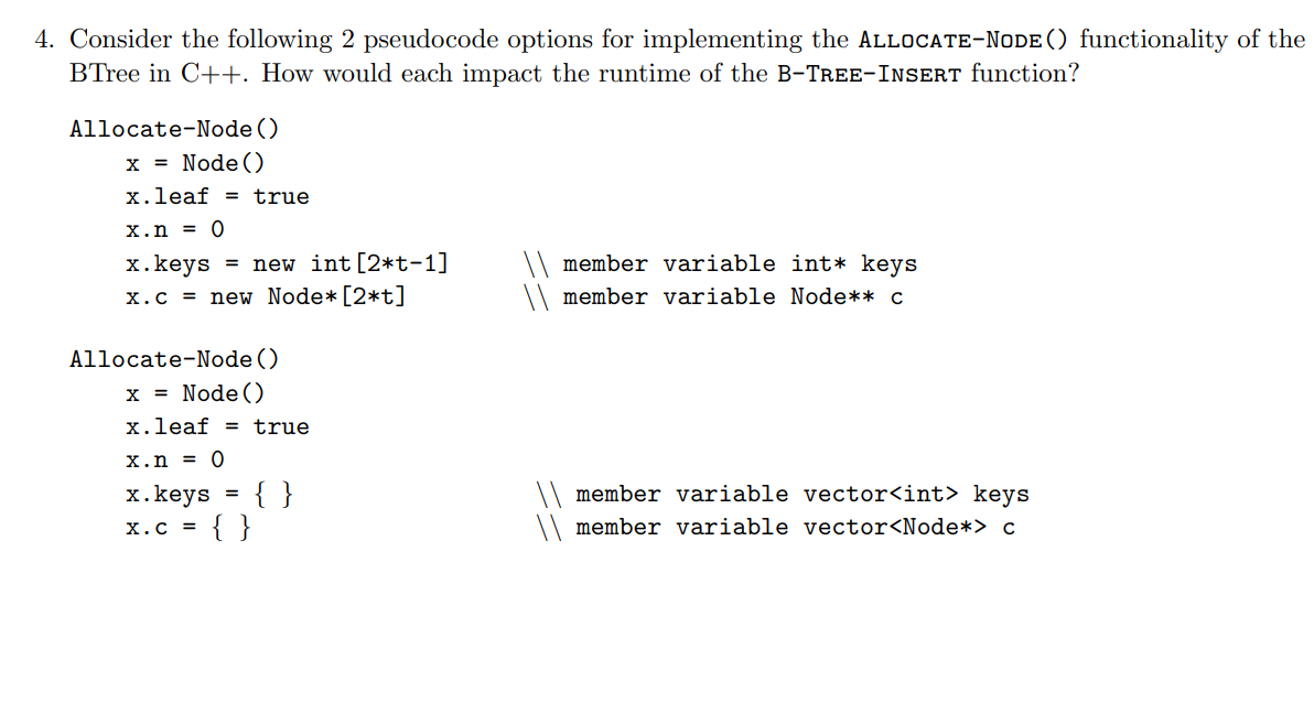 Solved 4. Consider the following 2 pseudocode options for | Chegg.com
