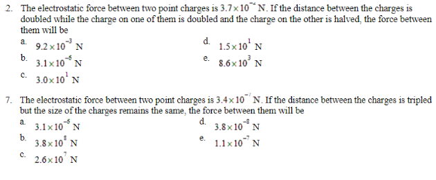 Solved 2. The electrostatic force between two point charges | Chegg.com