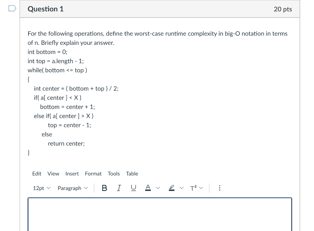 Solved For the following operations, define the worst-case | Chegg.com