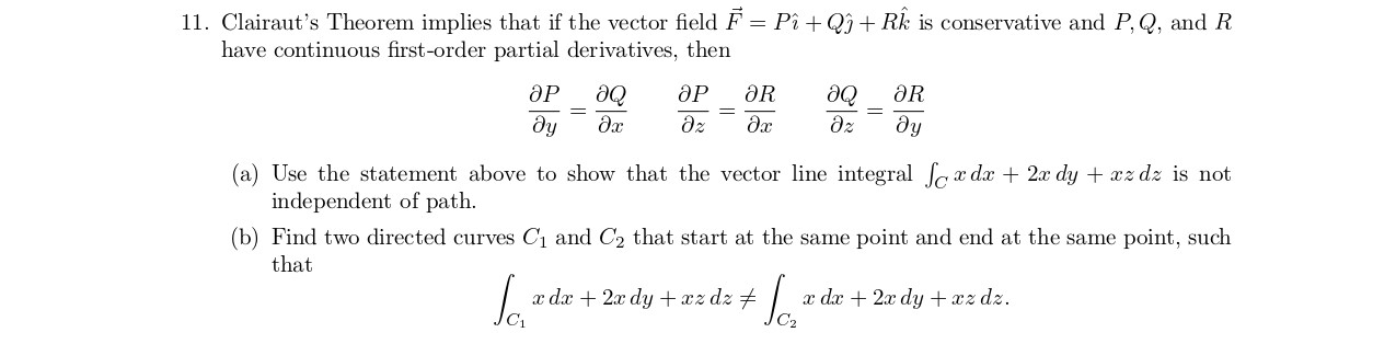 1. Clairaut's Theorem implies that if the vector | Chegg.com