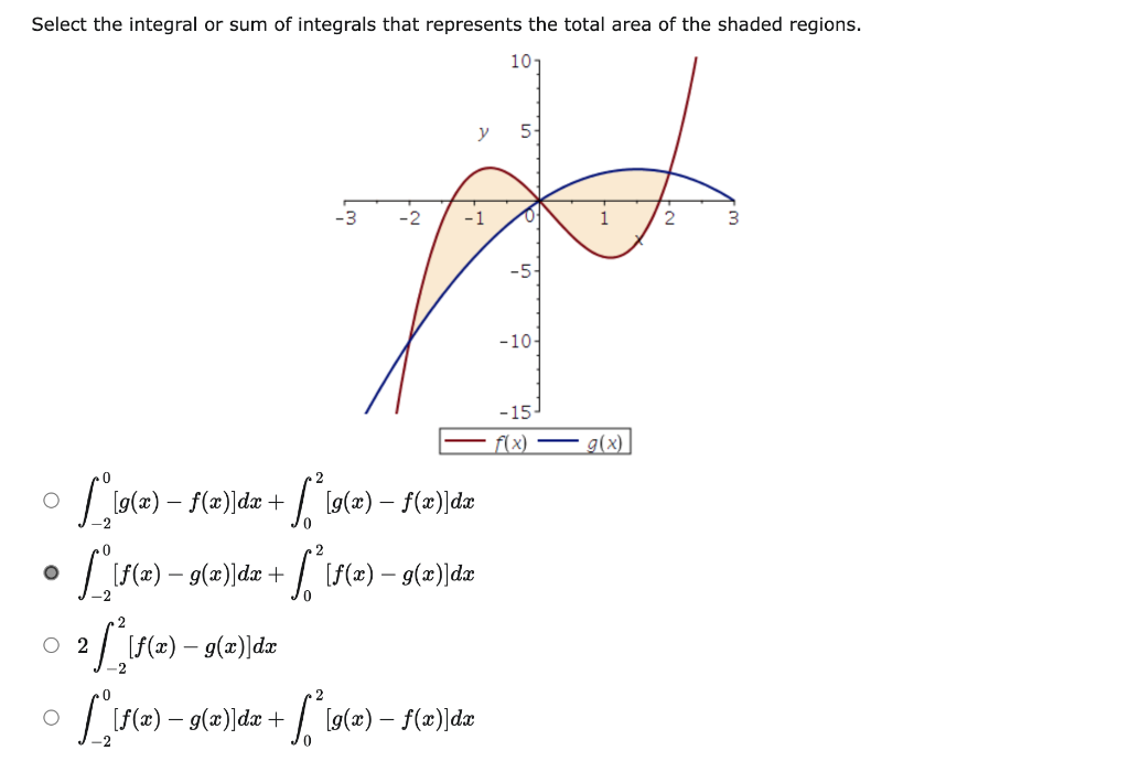 [Solved]: Select the integral or sum of integrals that rep