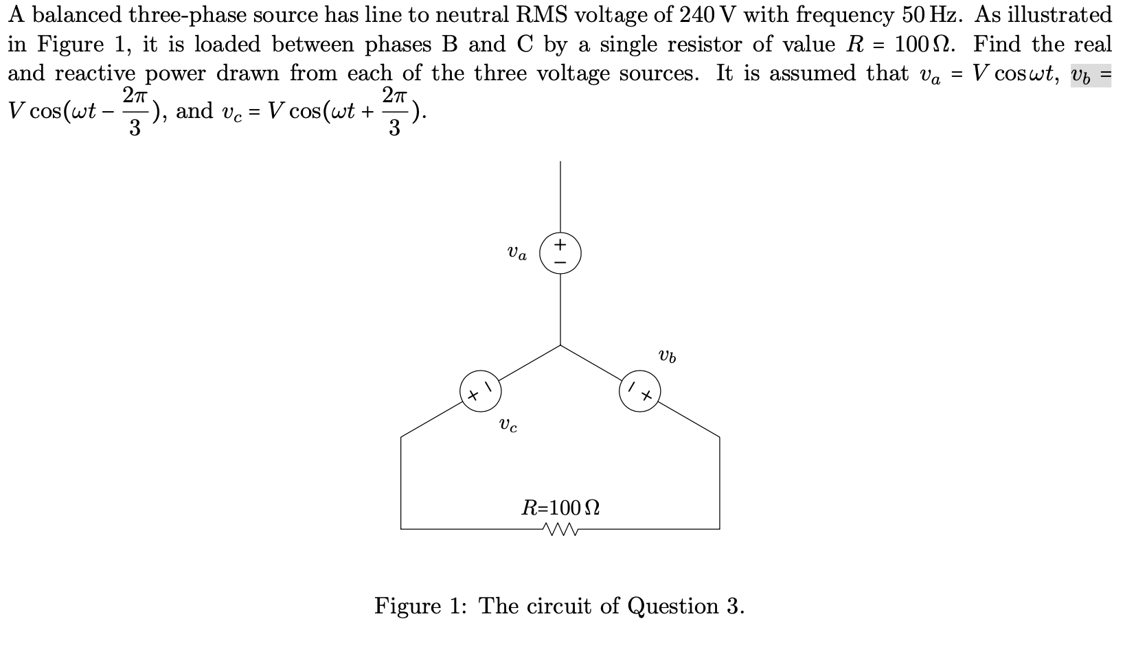 Solved A balanced three-phase source has line to neutral RMS | Chegg.com