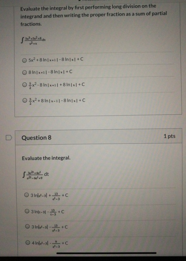 Solved Evaluate the integral by first performing long | Chegg.com