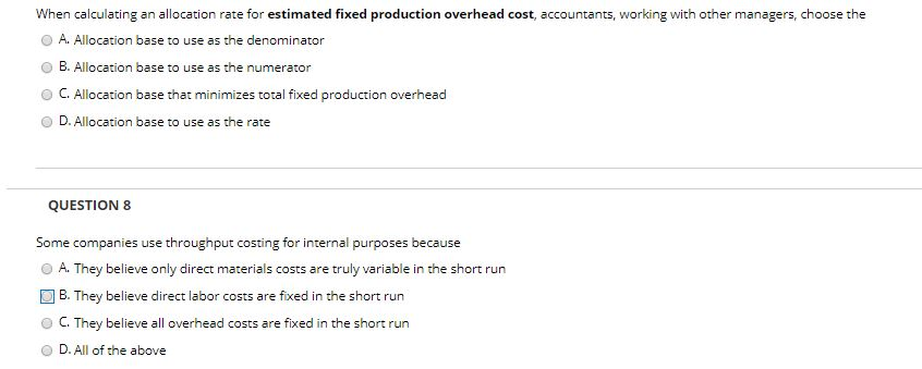 Solved When calculating an allocation rate for estimated | Chegg.com
