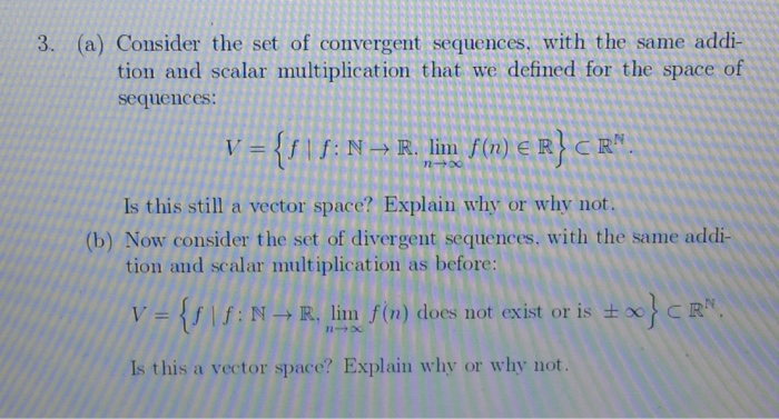 Solved 3. (a) Consider the set of convergent sequences, with | Chegg.com