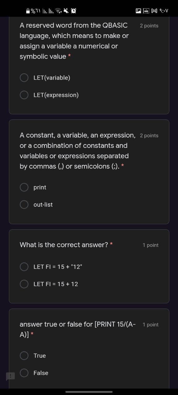 Solved -%7) 1. lll. PM 9:-V 2 points A reserved word from | Chegg.com