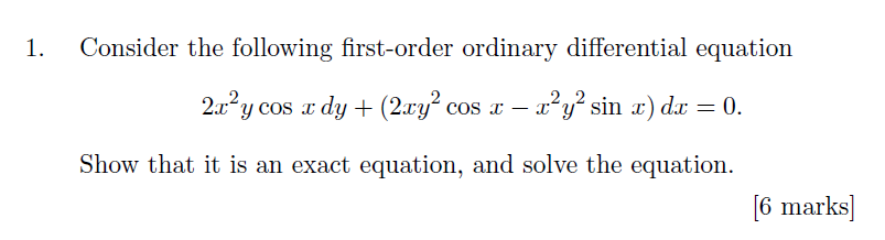 Solved 1 Consider The Following First Order Ordinary