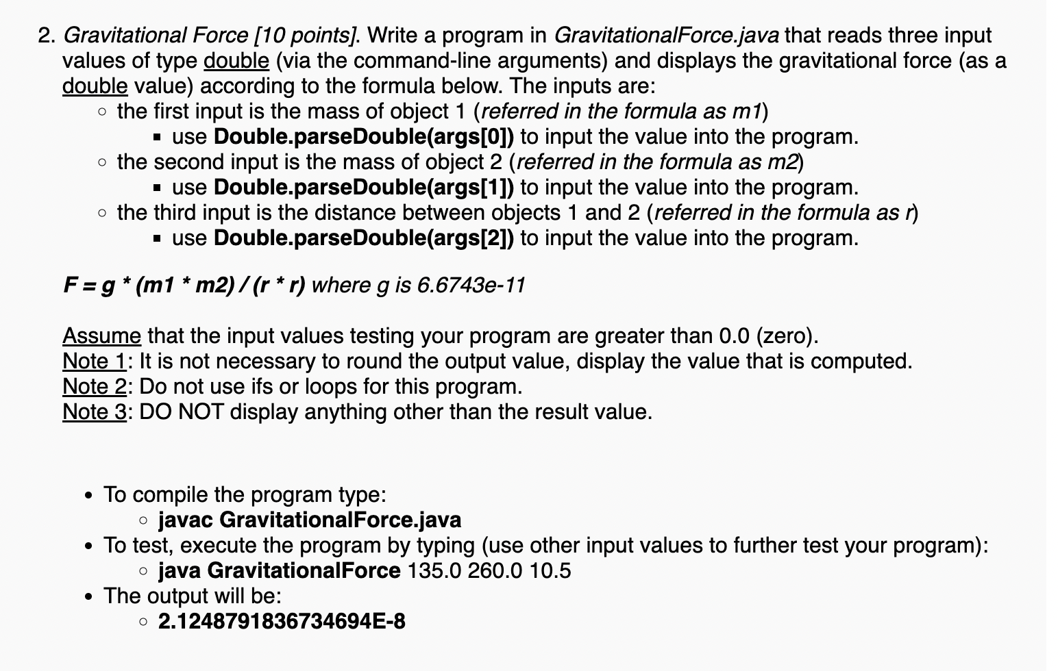 Solved 2 Gravitational Force [10 Points] Write A Program