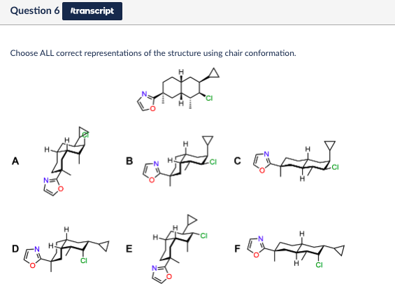 Solved Choose ALL correct representations of the structure | Chegg.com