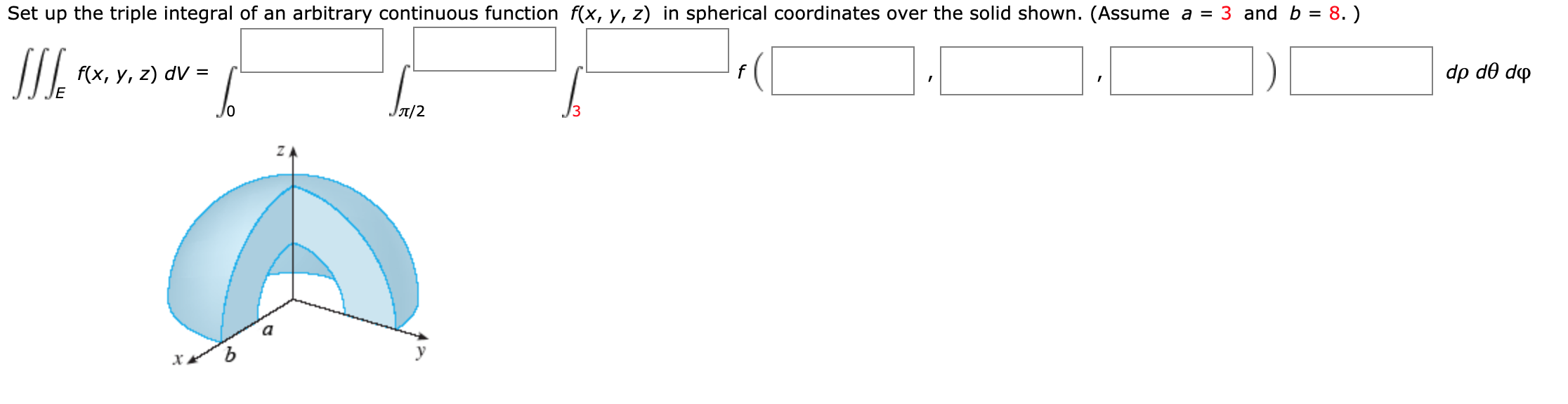 Set up the triple integral of an arbitrary continuous | Chegg.com