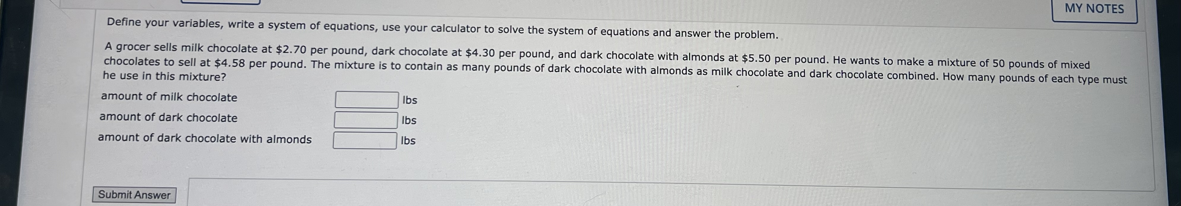 Solved Define your variables, write a system of equations, | Chegg.com
