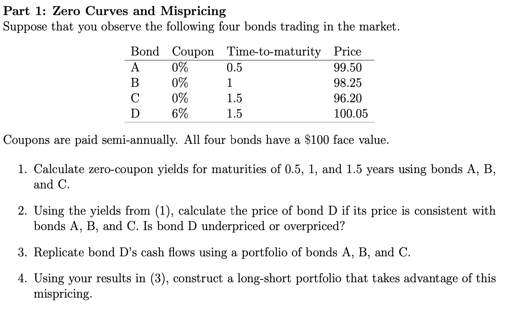 Solved Part 1: Zero Curves and Mispricing Suppose that you | Chegg.com