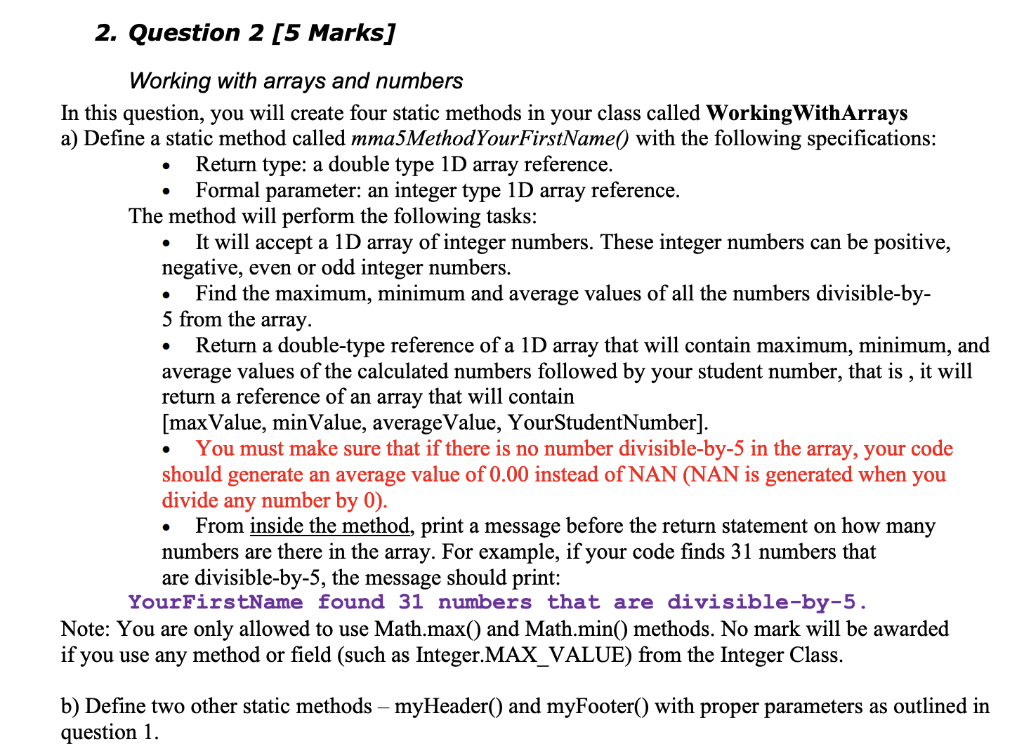 Solved Working With Arrays And Numbers In This Question You Chegg