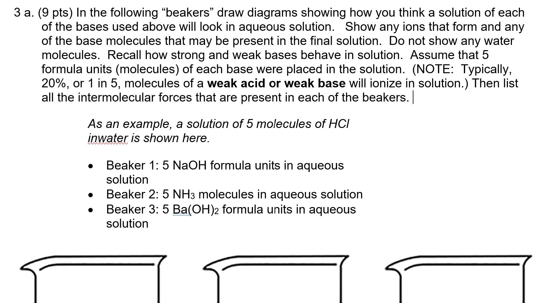 Solved 3 a. (9 pts) In the following "beakers" draw diagrams | Chegg.com