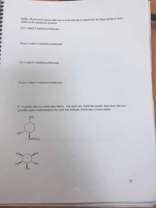Solved is more stable. If you must choose that one is axial | Chegg.com