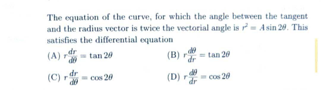 The equation of the curve, for which the angle | Chegg.com