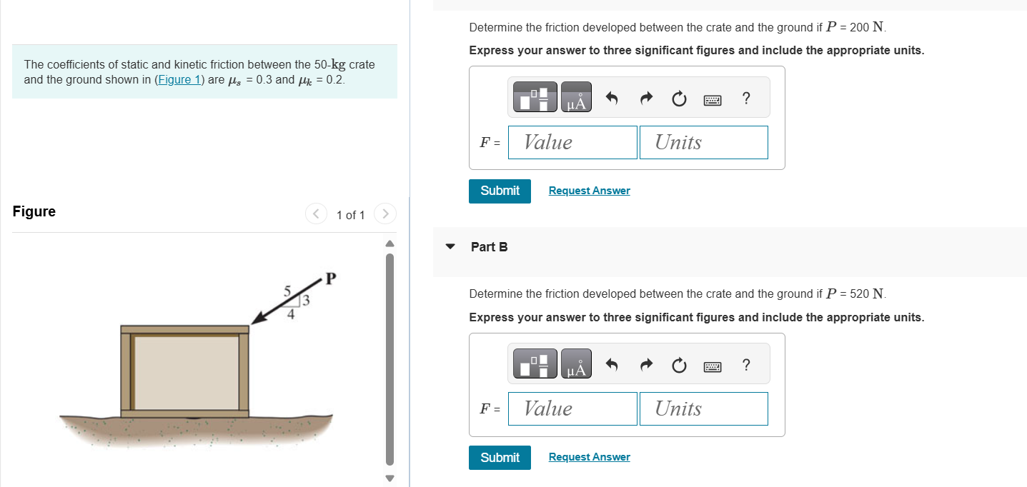 Solved Determine the friction developed between the crate | Chegg.com