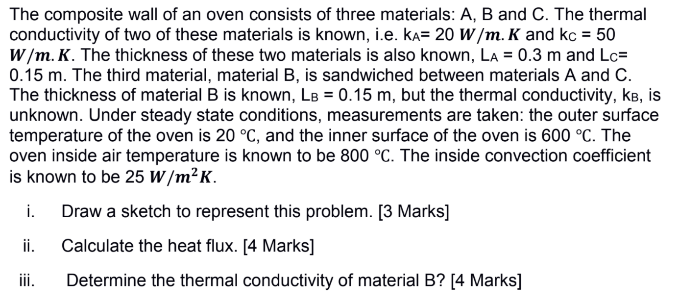 Solved The composite wall of an oven consists of three | Chegg.com