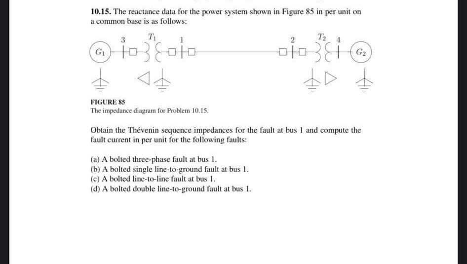 Solved 10.15. The reactance data for the power system shown | Chegg.com