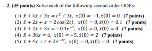 Solved 2. (35 points) Solve each of the following | Chegg.com
