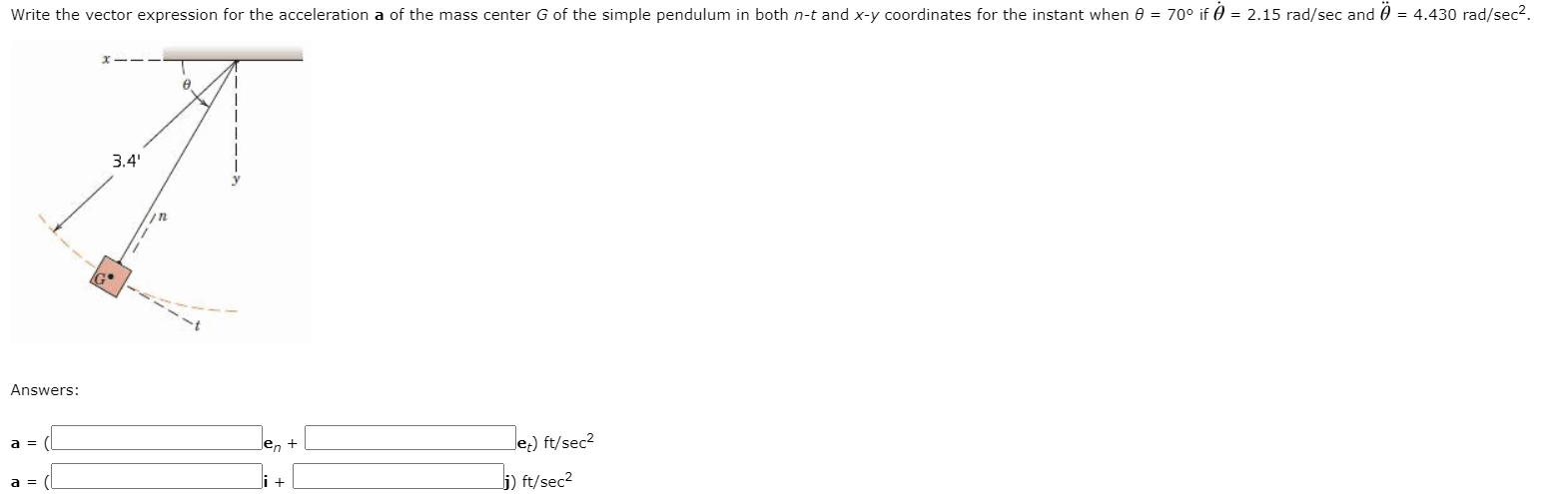 Solved Write the vector expression for the acceleration a of | Chegg.com