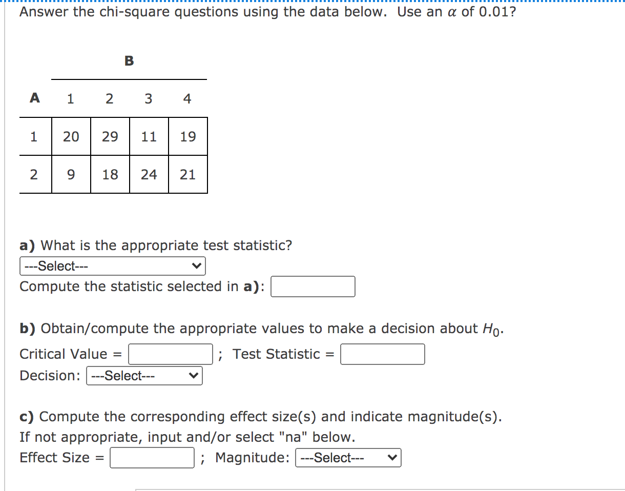 Solved Answer the chi-square questions using the data below. | Chegg.com