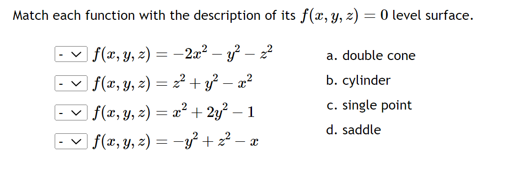 Solved Match each function with the description of its | Chegg.com