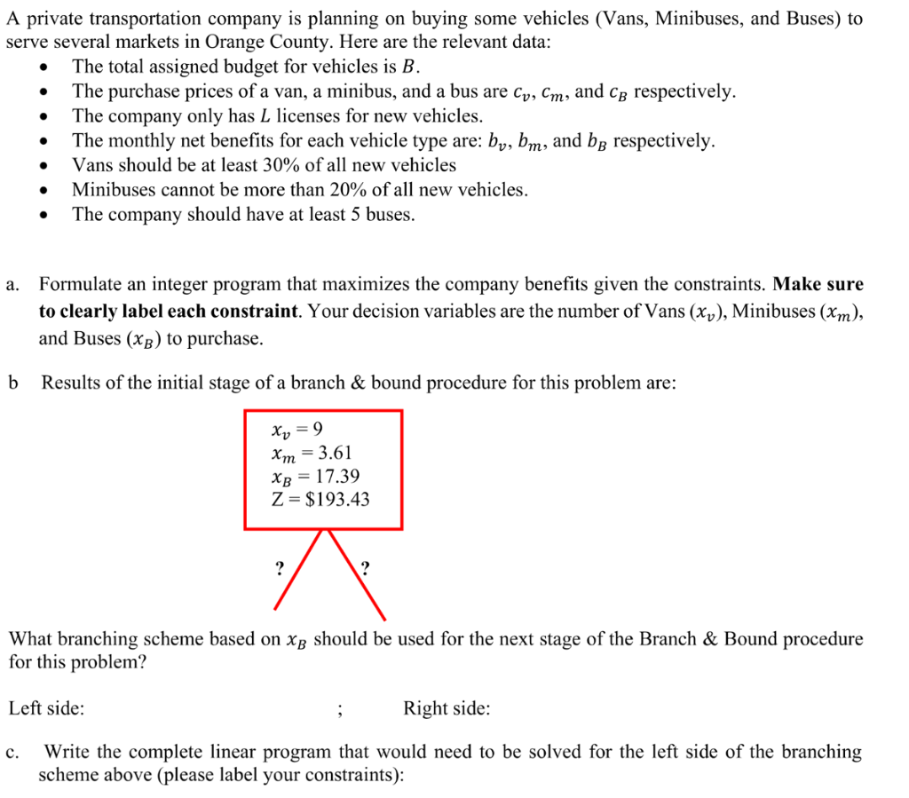 Solved A private transportation company is planning on | Chegg.com