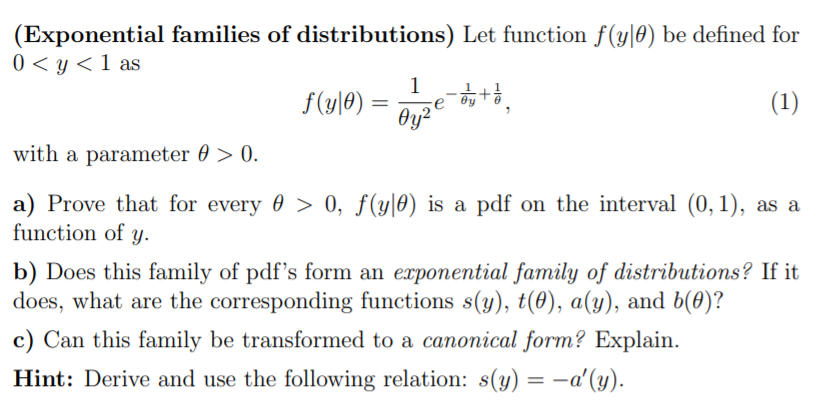 Solved (Exponential families of distributions) Let function | Chegg.com