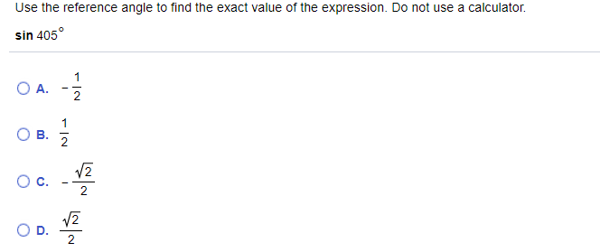 Solved Use the reference angle to find the exact value of | Chegg.com