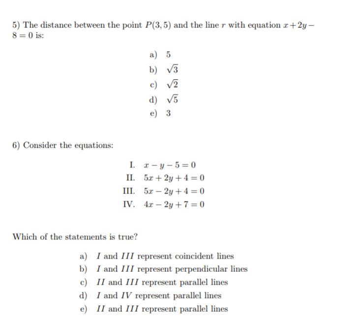 Solved The distance between the point P(3,5) ﻿and the line r | Chegg.com