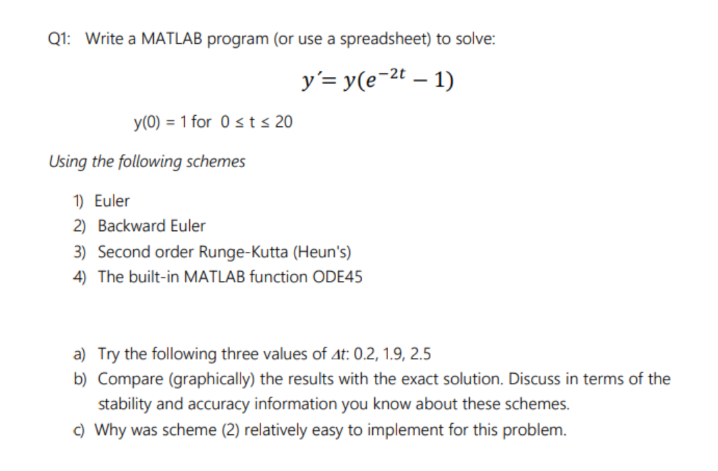 Solved I only want the answer for 4 ODE45, please i want | Chegg.com
